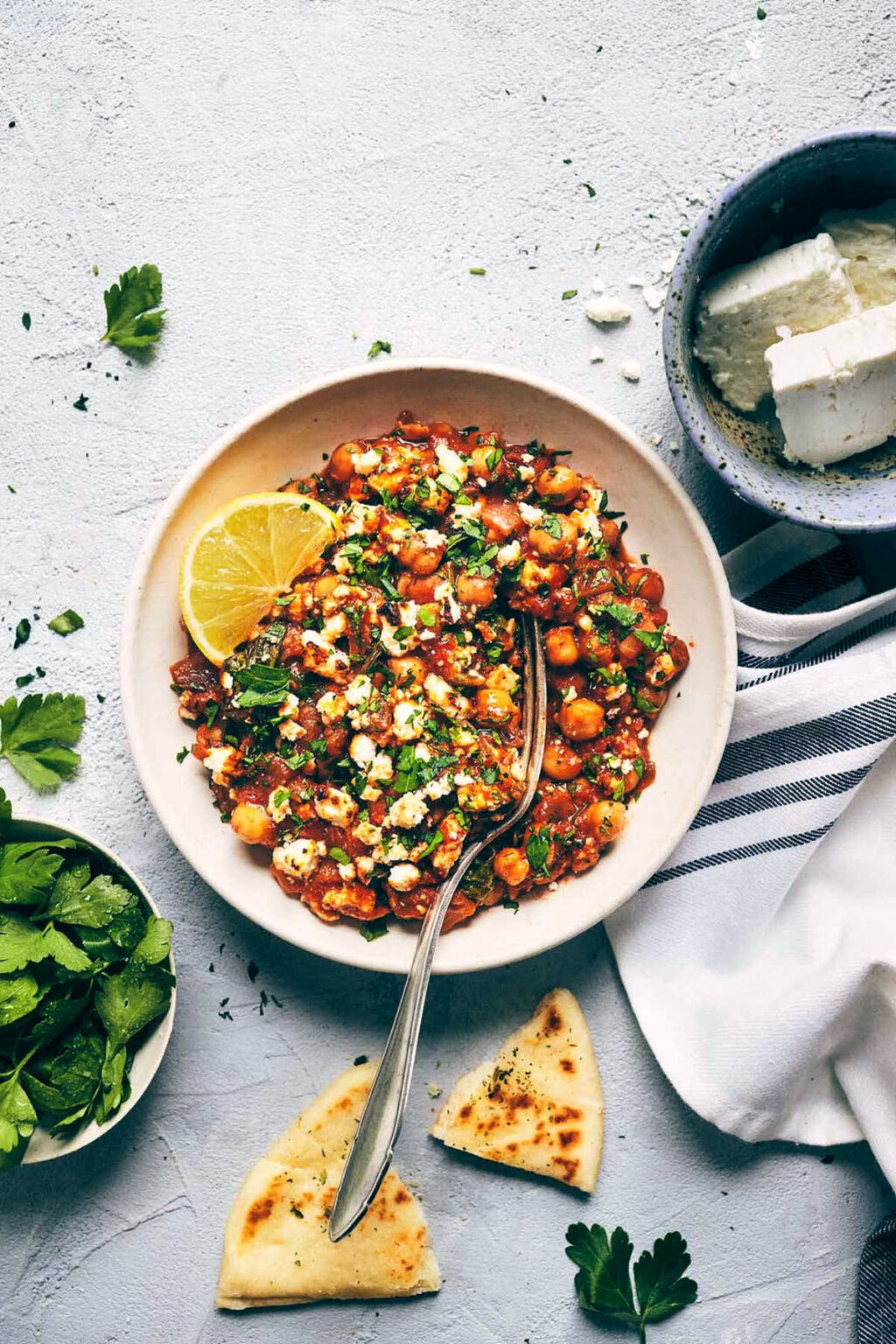 Mediterranean Chickpea Casserole with Spinach and Feta - Evergreen Kitchen