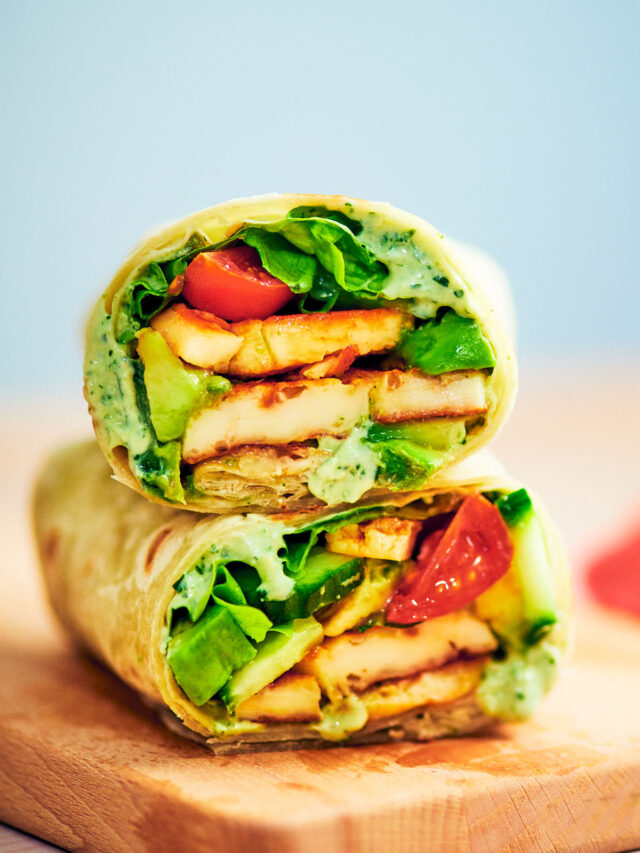 Halloumi Wraps with Hot Honey - Evergreen Kitchen