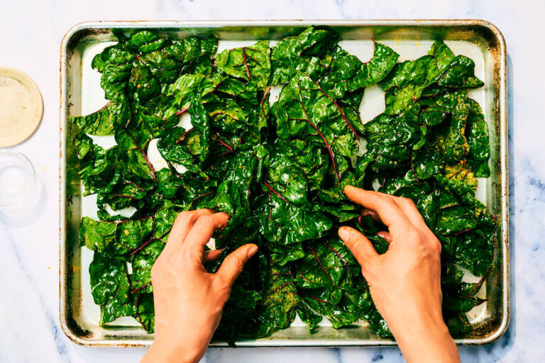 Crispy Baked Swiss Chard Chips - Evergreen Kitchen