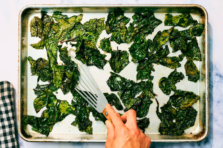Crispy Baked Swiss Chard Chips - Evergreen Kitchen